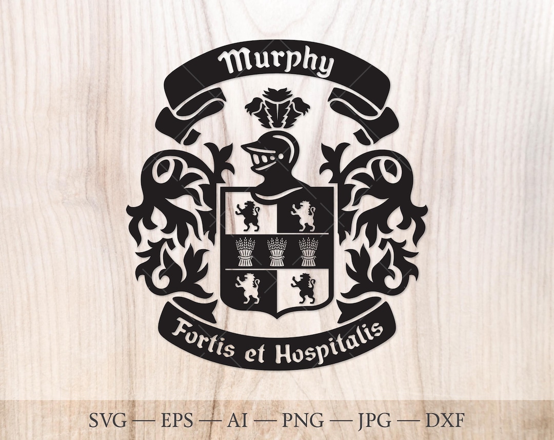 Murphy Family Crest SVG, Coat of Arms, Heraldic Shield With Lions and ...