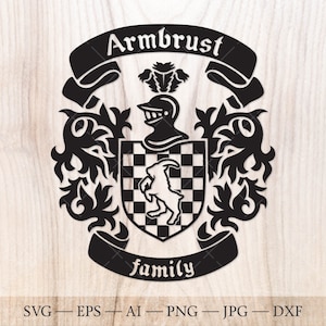 Armbrust Family Crest. Coat of Arms Svg. Heraldic Shield With Goat Buck ...