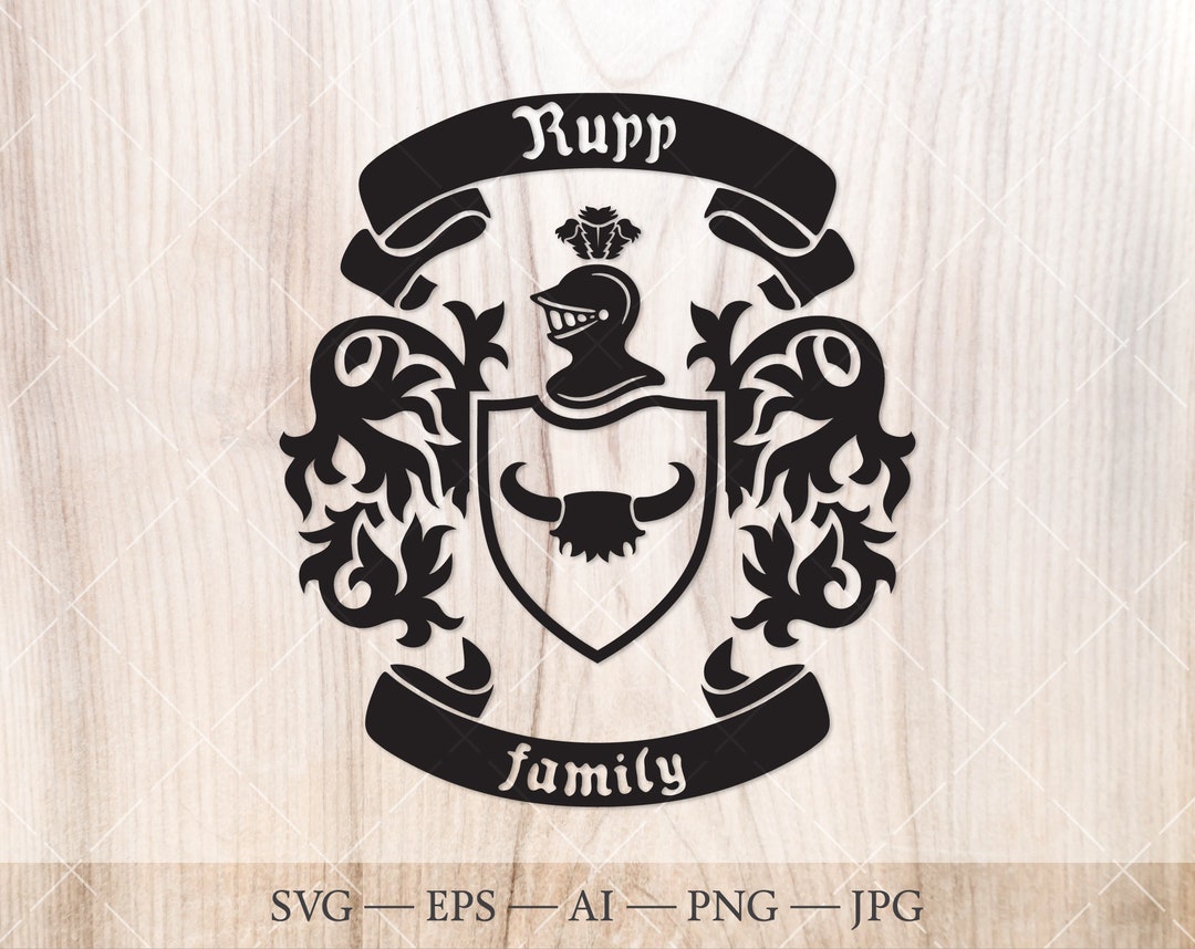 Rupp Family Crest SVG. Coat of Arms Svg. Heraldic Shield With Bull ...