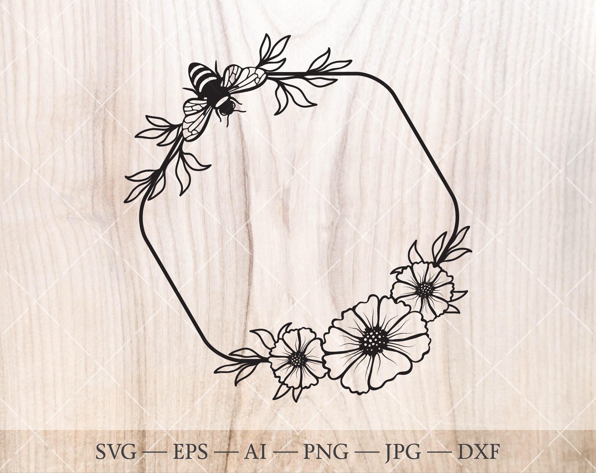 Embellishments Papercraft Bumble Bee Frame SVG Hexagon frame svg ...