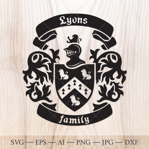 Lyons Family Crest Svg - Etsy