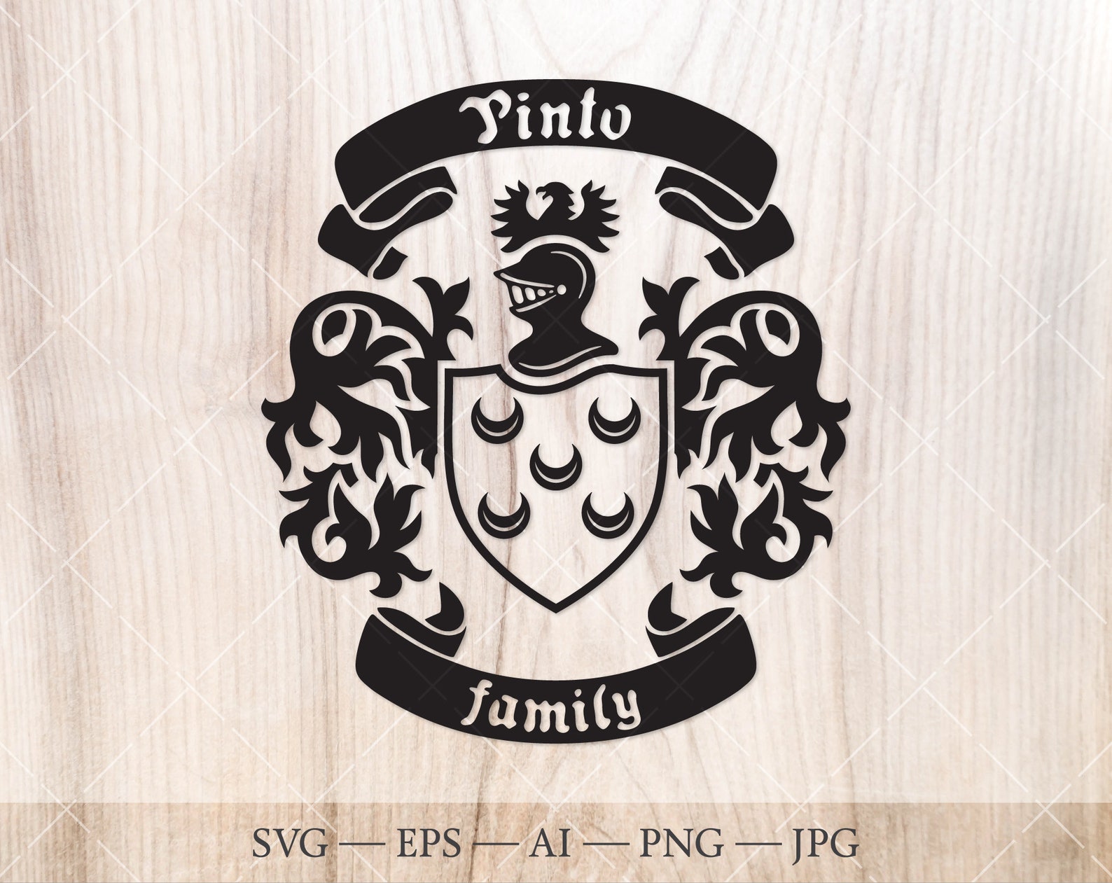 Escudo de la familia Pinto SVG. Escudo heráldico con media - Etsy España
