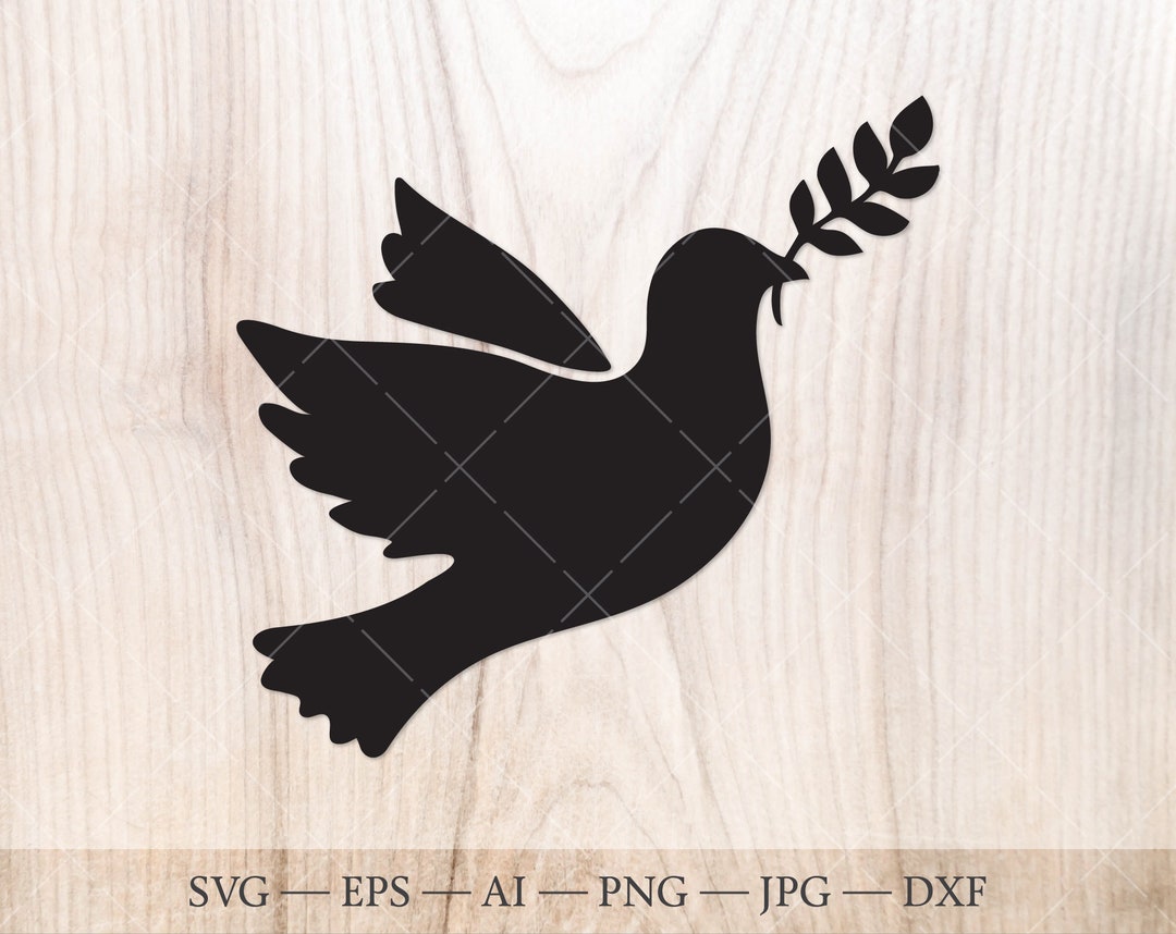 Flying Dove With Olive Branch SVG Silhouette, Dove Svg, Bird Silhouette ...