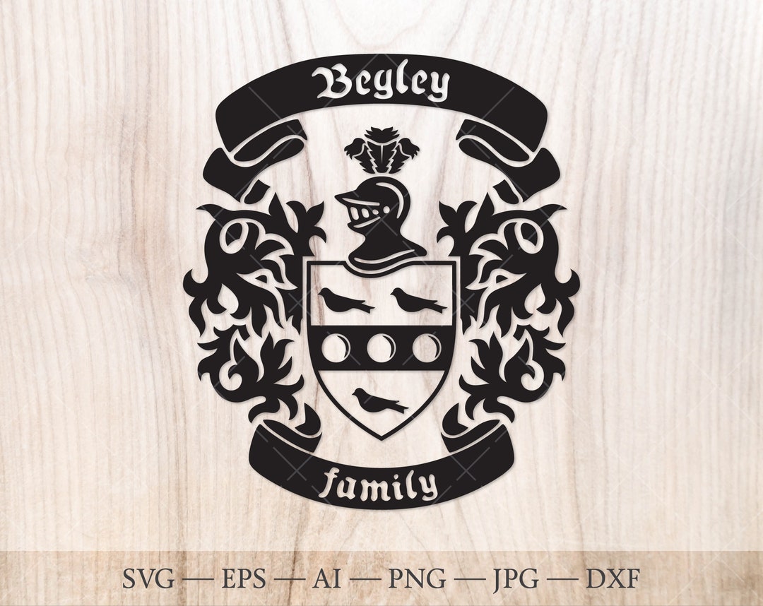 Begley Family Crest. Coat of Arms Svg. Heraldic Shield With Three Doves ...