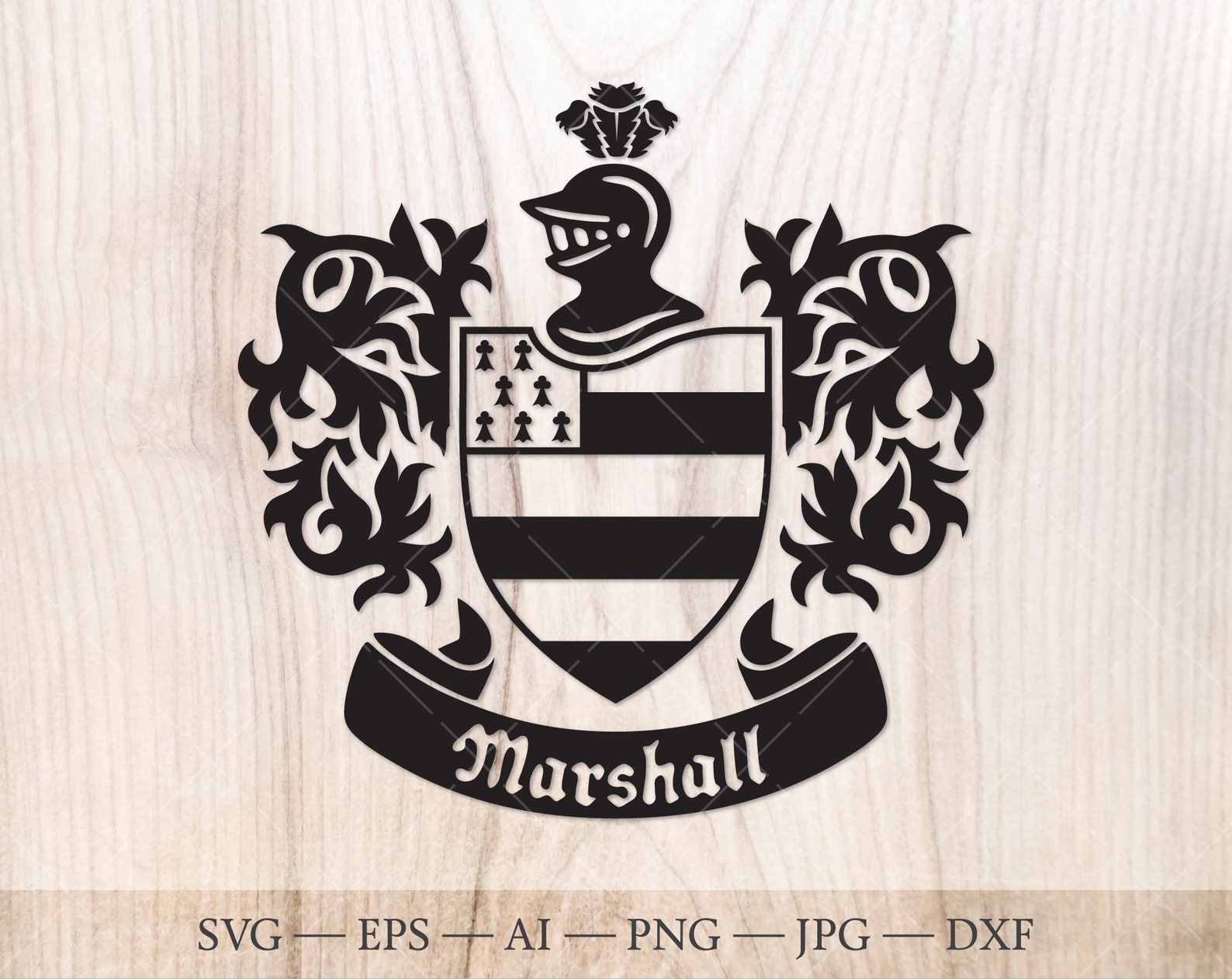 Marshall Family Crest. Coat of Arms Svg. Heraldic Shield With | Etsy