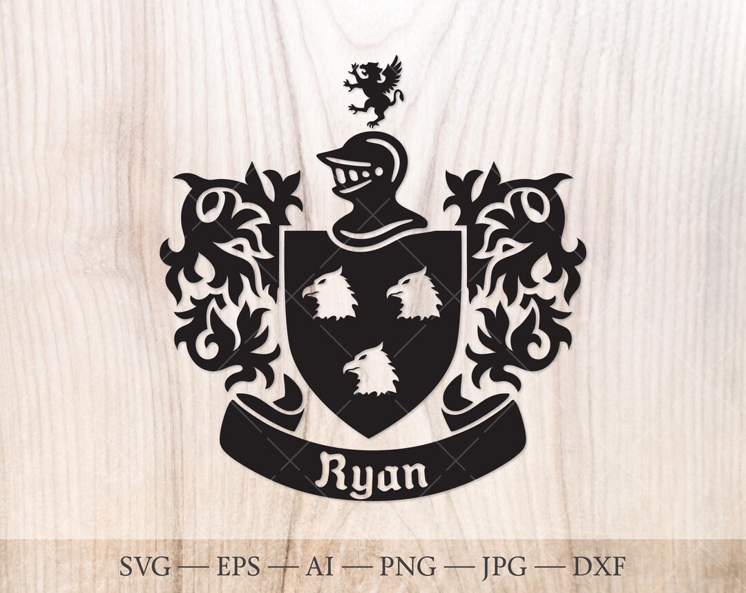 Brasão da família Ryan SVG. Brasão - Escudo heráldico com três grifos e ...