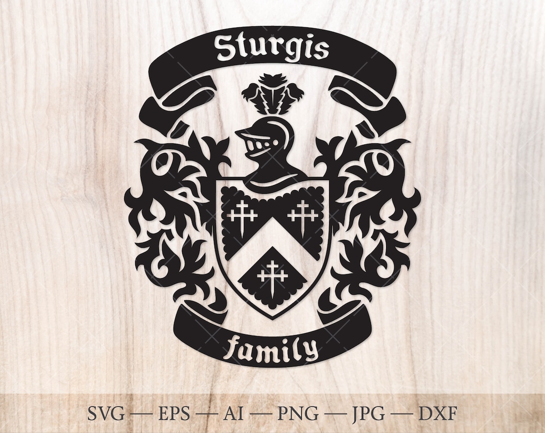 Sturgis Family Crest. Coat of Arms Svg. Heraldic Shield With Chevron ...