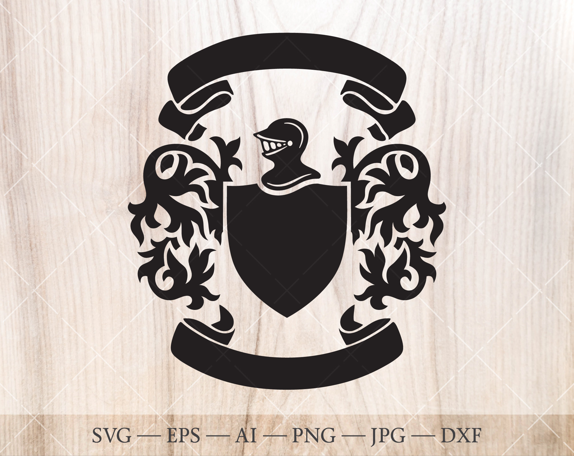 Shield With Helmet and Ribbons SVG. Family Crest Logo. Coat of - Etsy