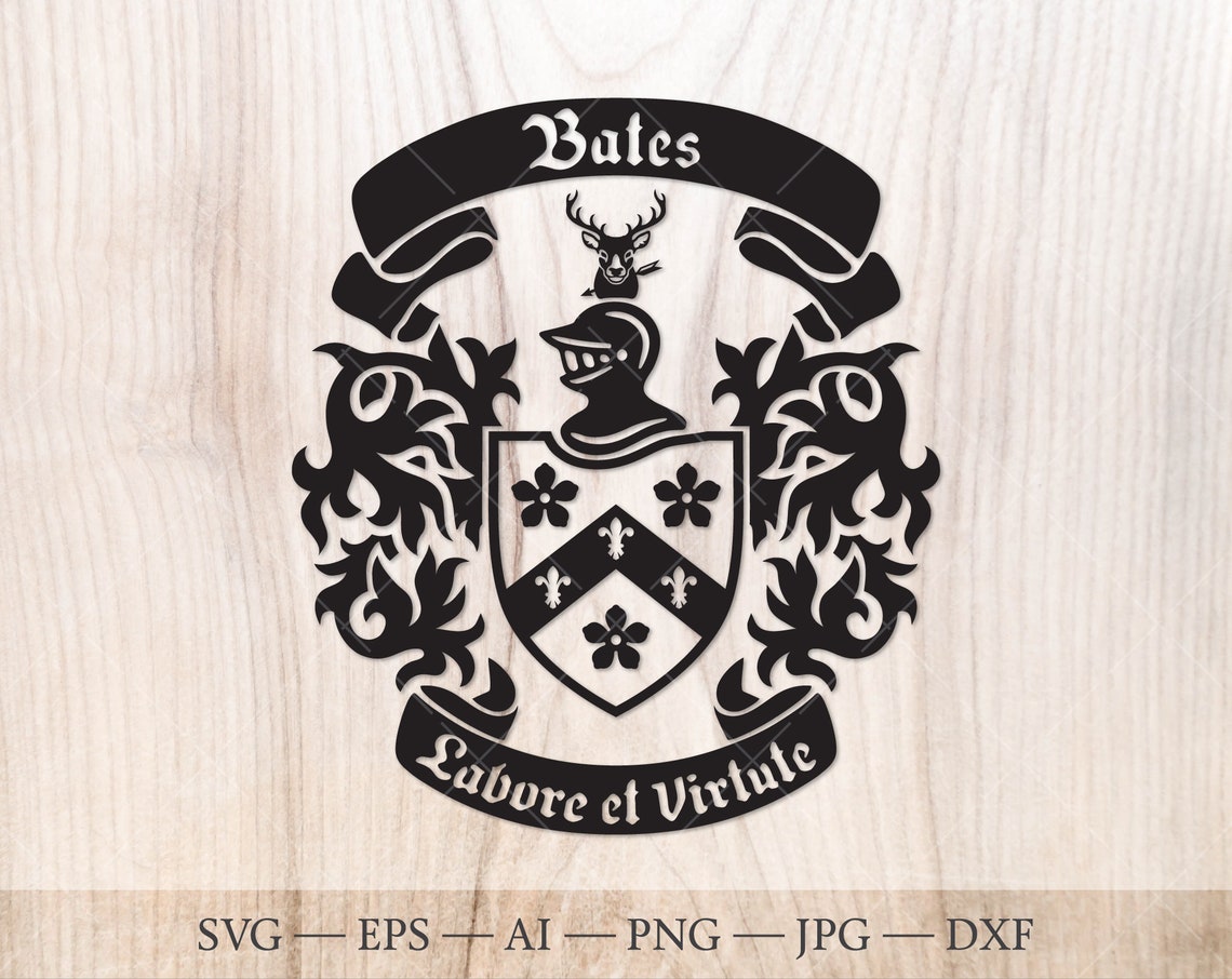 Bates Family Crest. Coat of Arms Svg. Heraldic Shield With - Etsy