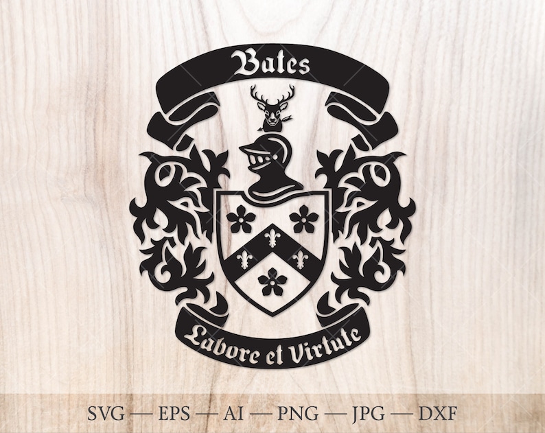 Bates Family Crest. Coat of Arms Svg. Heraldic Shield With Three Fleur ...