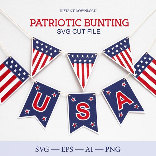 4th of July Bunting Banners Clipart. Digital Patriotic - Etsy
