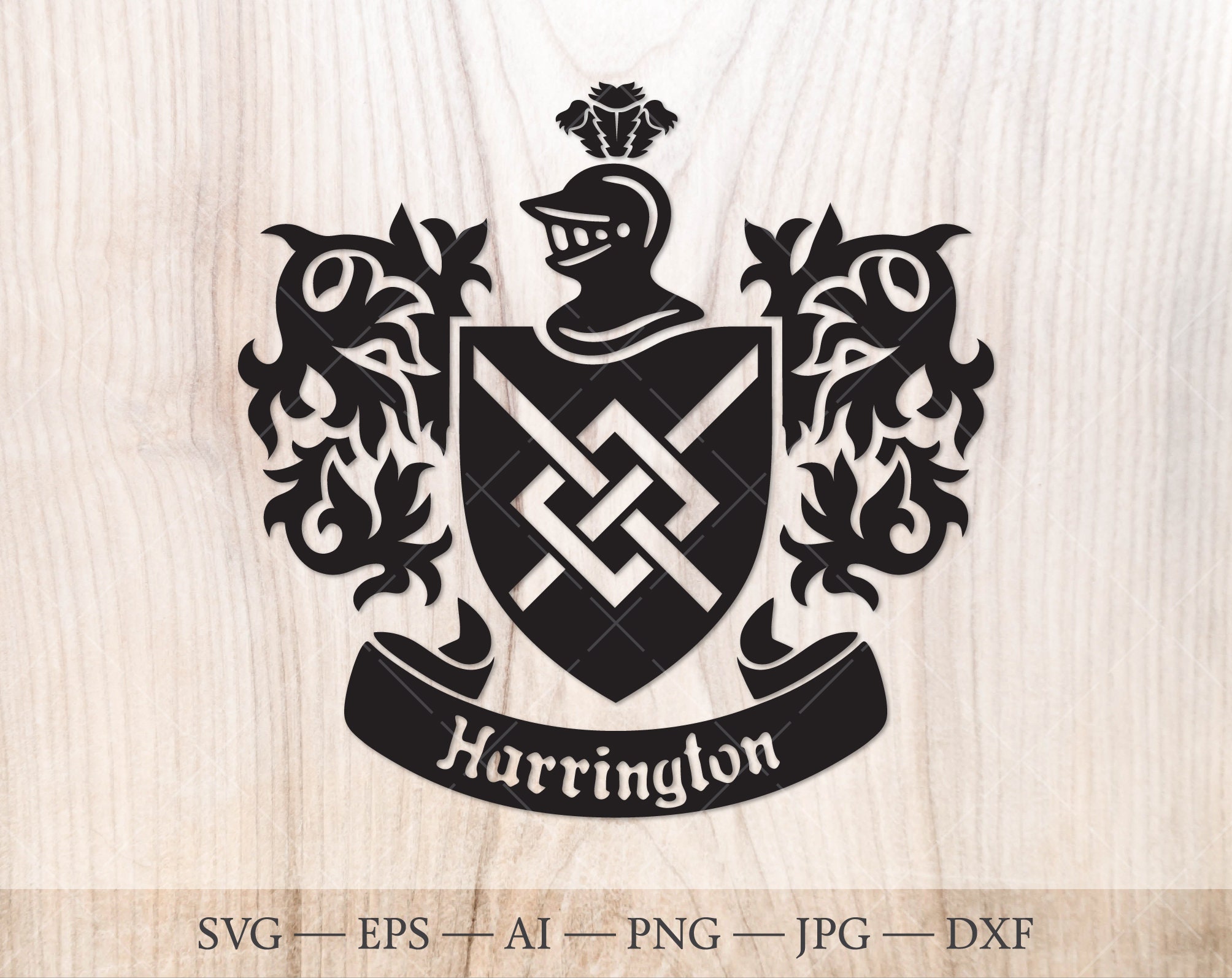 Harrington Family Crest. Coat of Arms Svg. Heraldic Shield With Fret ...