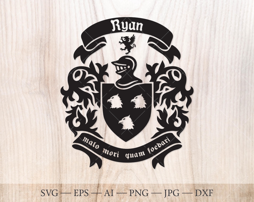 Ryan Family Crest SVG, Coat of Arms, Heraldic Shield (digital Download ...