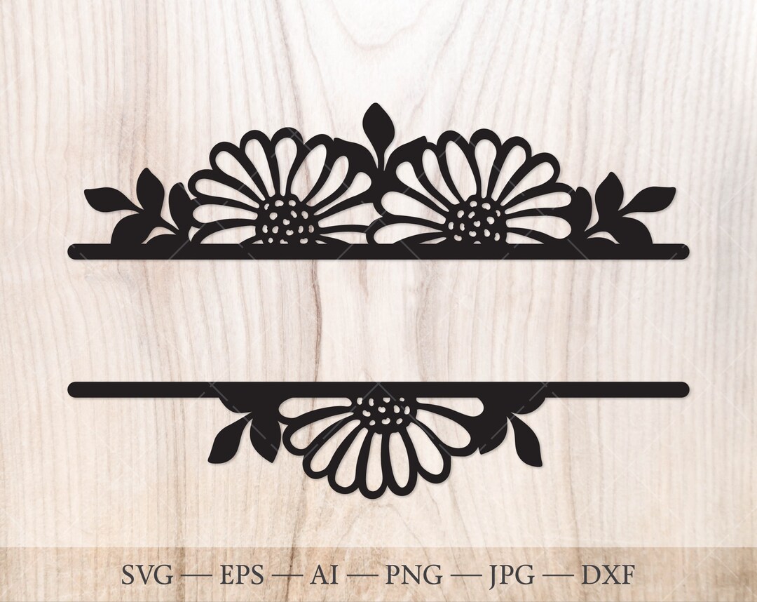 Split Floral Monogram SVG Cutting File, Flower Name Frame Svg. Flower ...