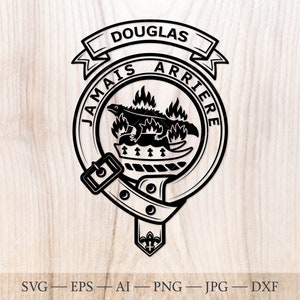 Douglas Crest Badge SVG With Salamander With Flames, Scottish Clan Svg ...
