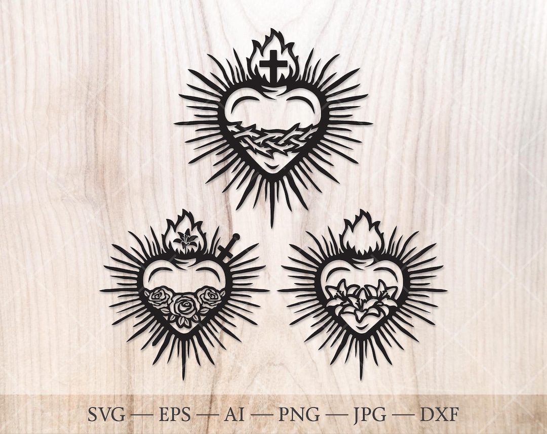 Sacred Heart Svg, Hearts of the Holy Family - Sacred Heart of Jesus ...