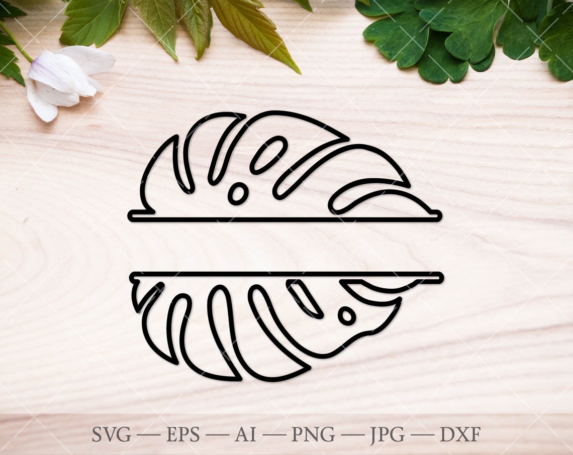 Monstera Svg Monstera Monogram SVG. Monstera Leaf SVG Cutting - Etsy