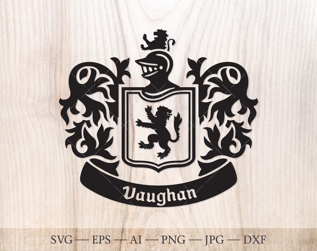 Vaughan Family Crest. Coat of Arms Svg. Heraldic Shield With Lion ...
