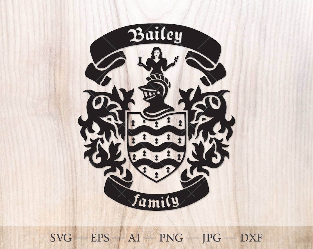 Bailey Family Crest. Coat of Arms Svg. Heraldic Shield With Ermine ...