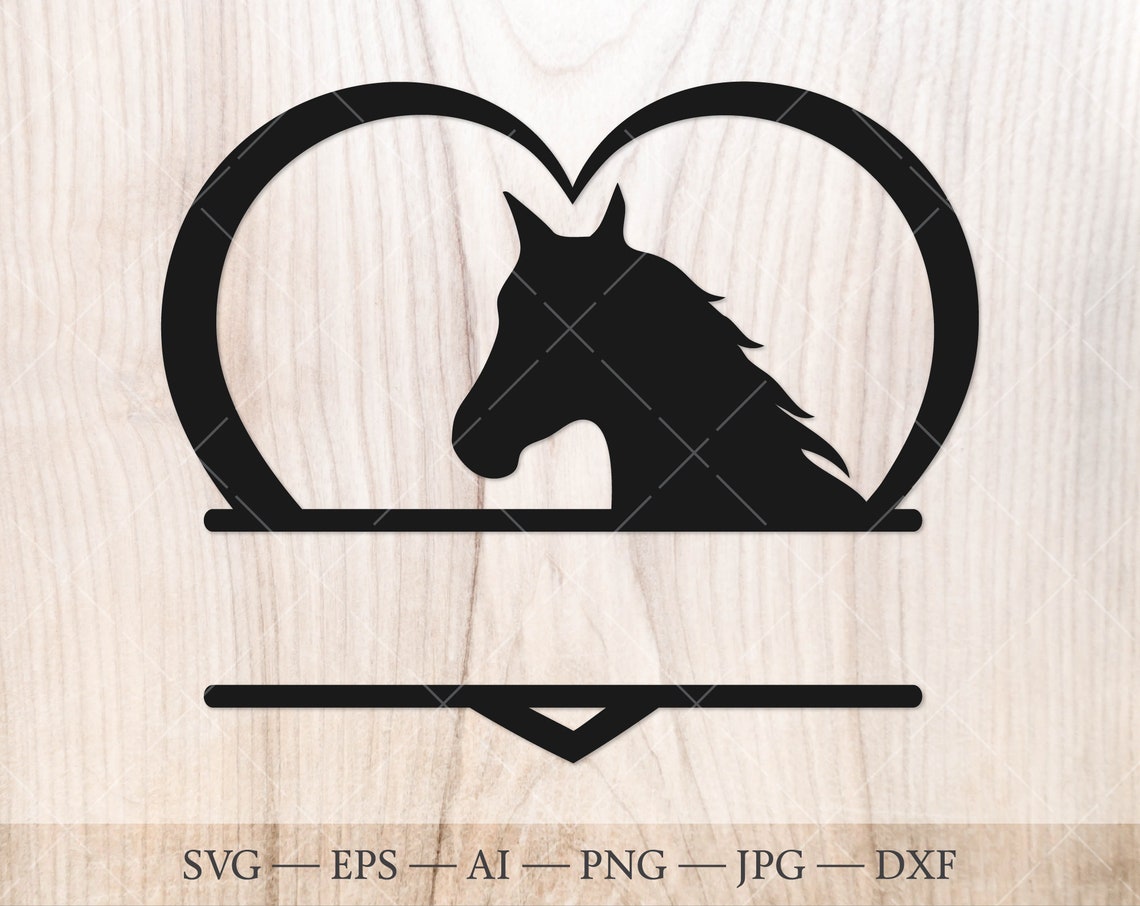 Cheval coeur SVG Cheval Split Nom Frame SVG Cheval Monogram - Etsy France