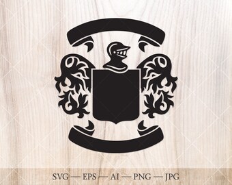 Family Crest SVG Template. Coat of Arms SVG. Shield With - Etsy