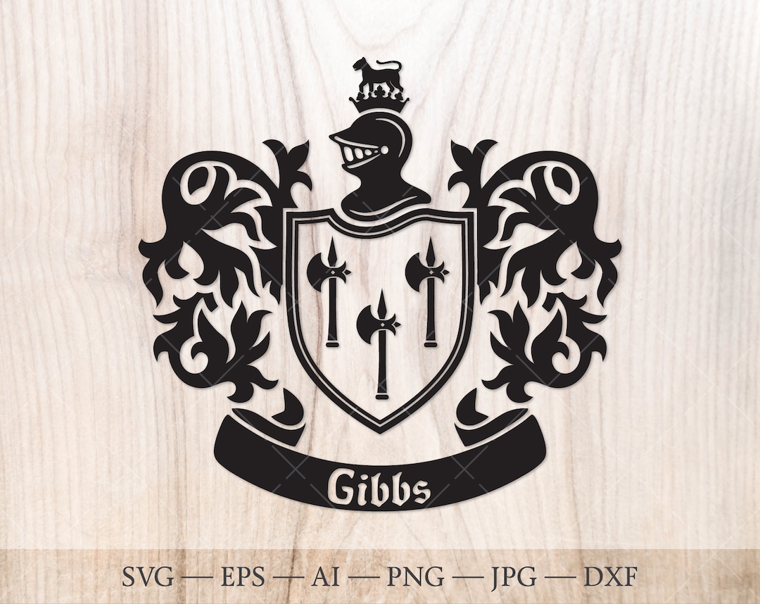 Gibbs Family Crest. Coat of Arms Svg. Heraldic Shield With 3 Poleaxes ...