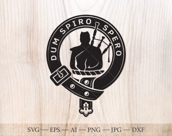 Macqueen Crest Badge SVG, Png, Dxf, Jpg Scottish Clan Crest, Family ...