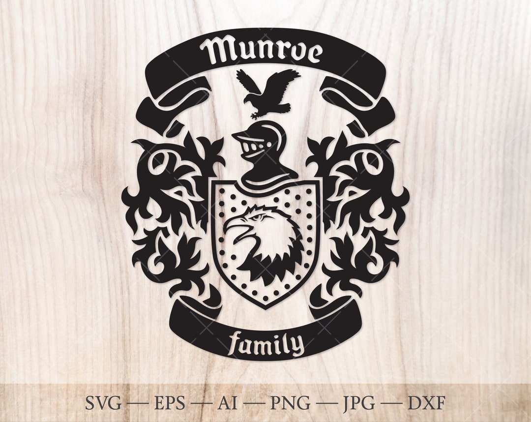 Munroe Family Crest. Coat of Arms Svg. Heraldic Shield With Eagle ...