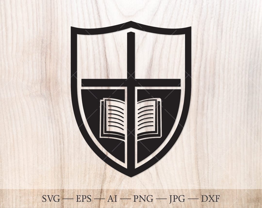 Open Bible and Cross SVG. Shield With Cross SVG. Religious Faith Svg ...