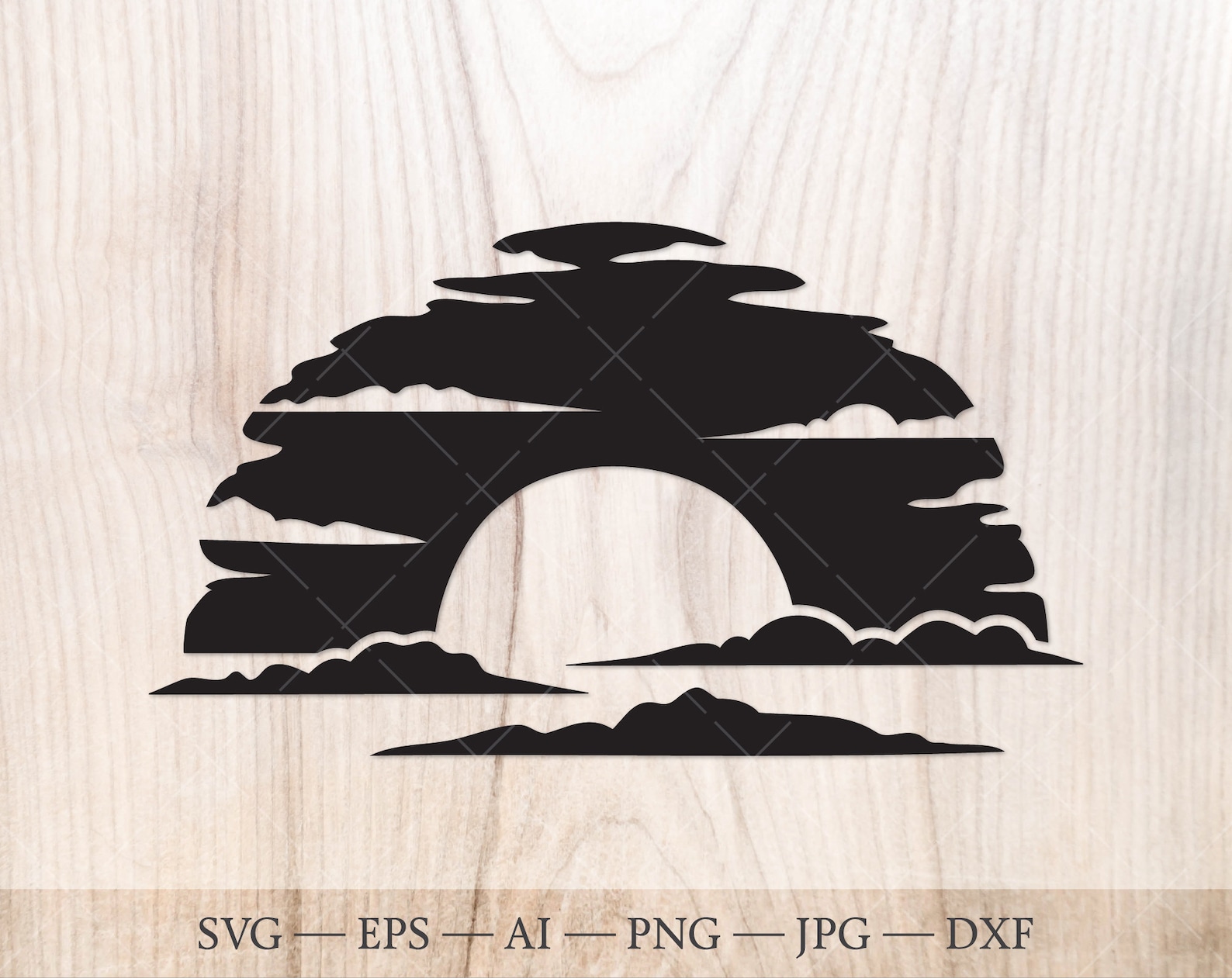 Sunset SVG Cut File. Sunrise Svg. Sun and Cloud Svg Clipart. Sun Rise ...