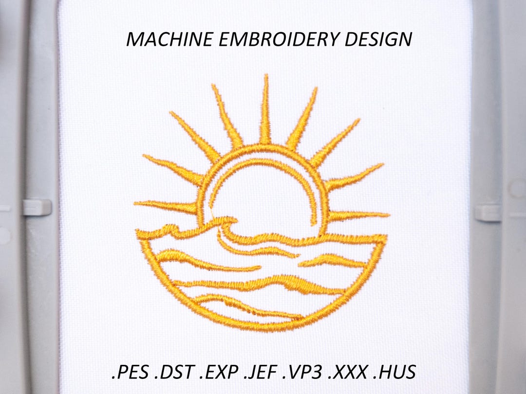 Sun and Ocean Waves Machine Embroidery Design, 11 Sizes (digital ...