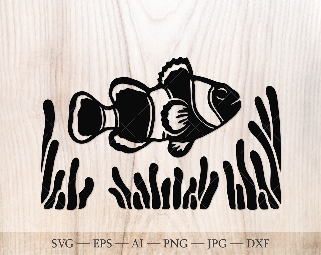 Clownfish SVG, Clownfish With Coral Branches Svg Cut File. Clownfish ...