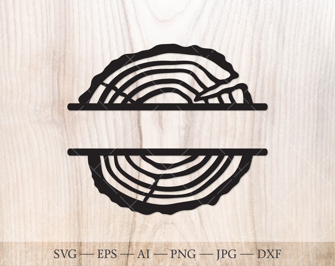 Split Tree Trunk Slice Monogram SVG. Tree Cookie Name Frame Svg. Wood ...