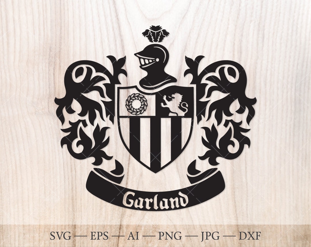 Garland Family Crest. Coat of Arms Svg. Heraldic Shield With - Etsy ...
