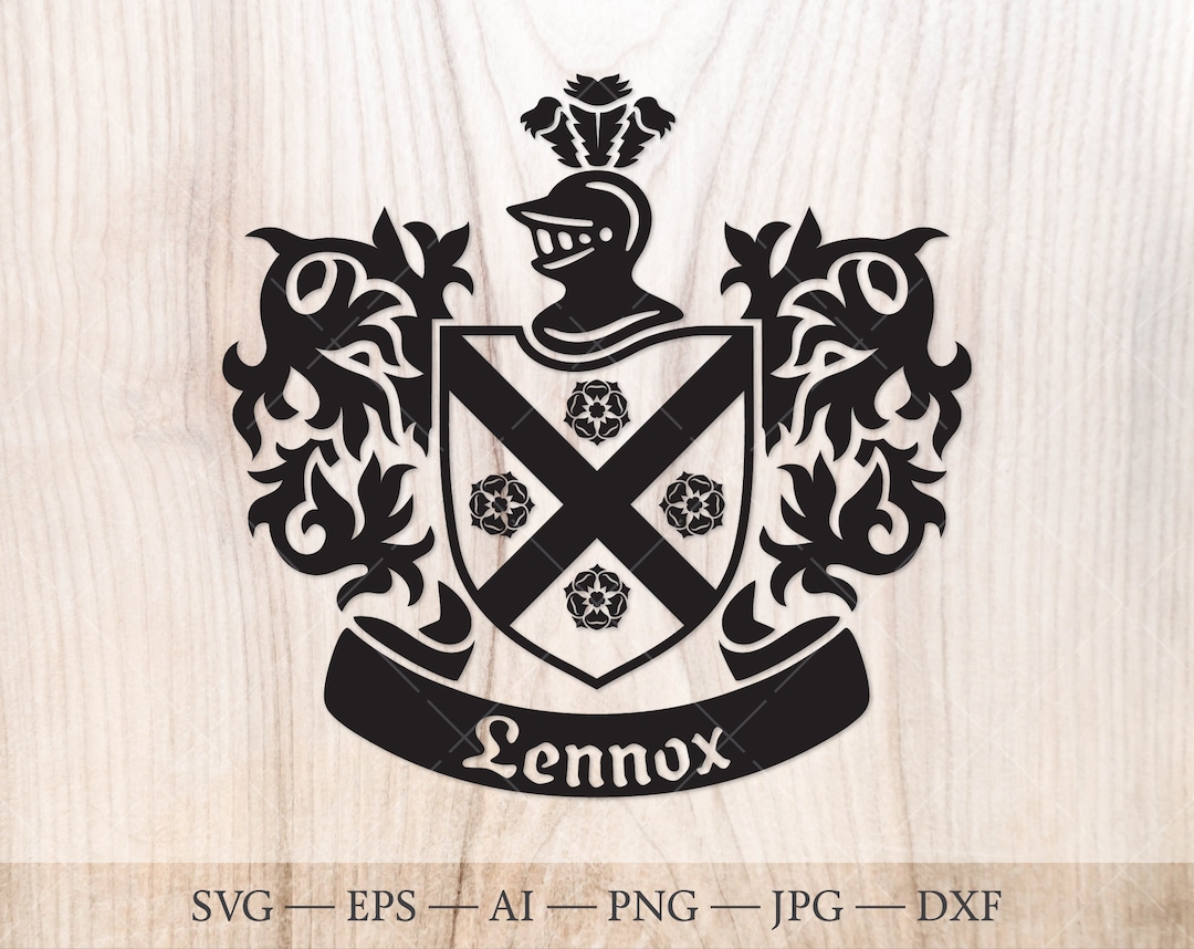 Lennox Family Crest. Coat of Arms Svg. Heraldic Shield With Roses and ...