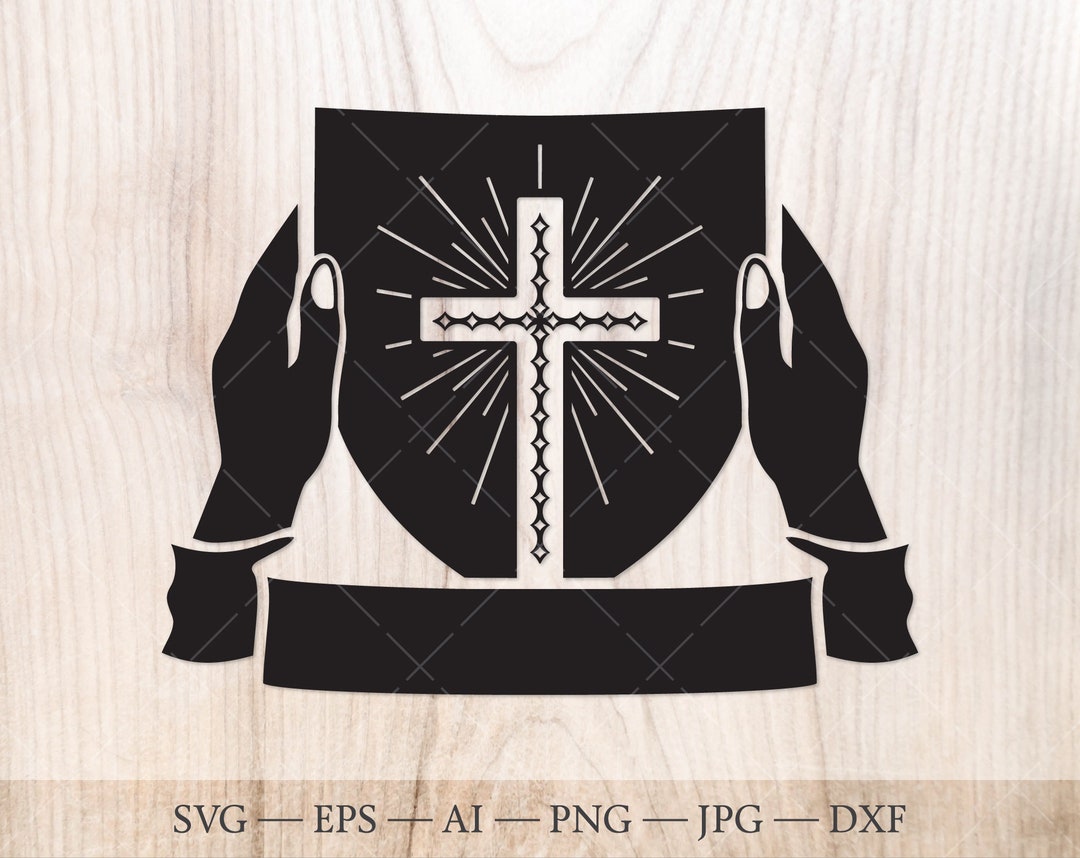 Shield With Cross SVG, Shield in Hands Svg, Hands Holding Shield and ...