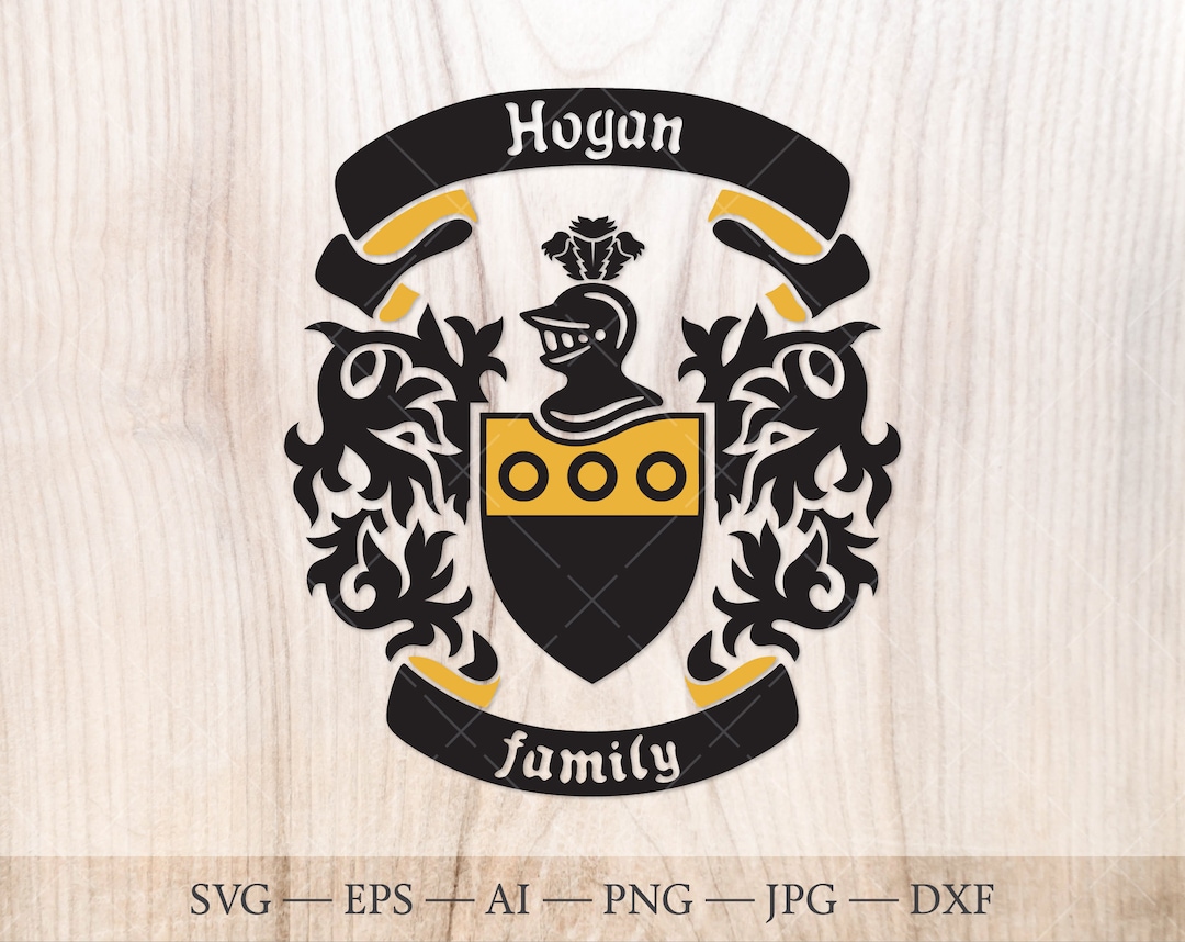 Hogan Family Crest. Coat of Arms Svg. Heraldic Shield With Finger Rings ...