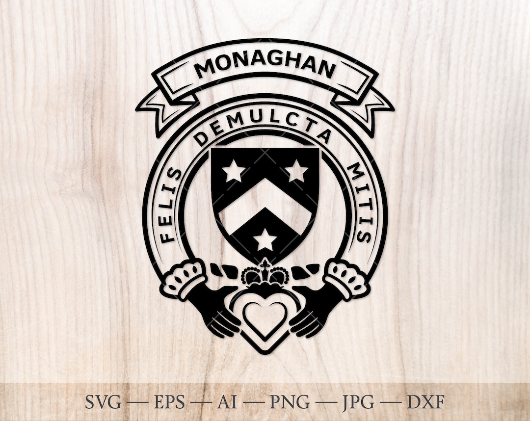 Monaghan Family Crest Badge. Irish Clan Badge, Claddagh Badge SVG, Coat ...