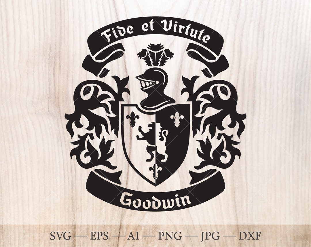 Goodwin Family Crest. Coat of Arms Svg. Heraldic Shield With Lion and ...