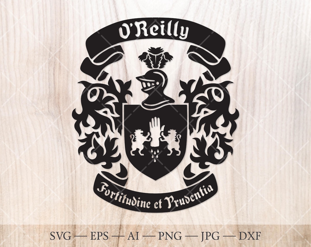 O'reilly Family Crest. Coat of Arms Svg. Heraldic Shield With Lions and ...