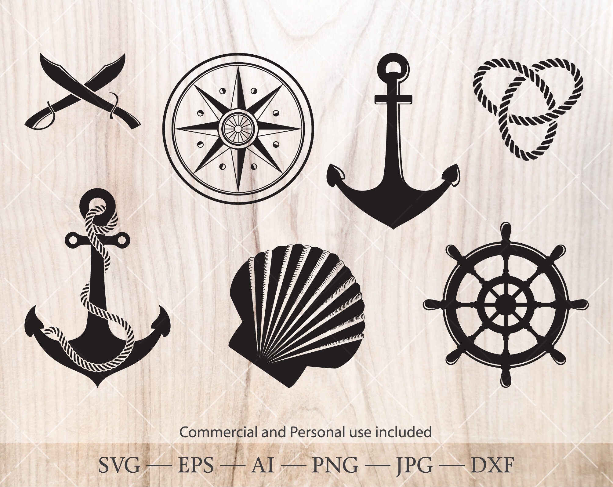 Nautical Vacation SVG Set. Ship Wheel the Helm Clipart. | Etsy