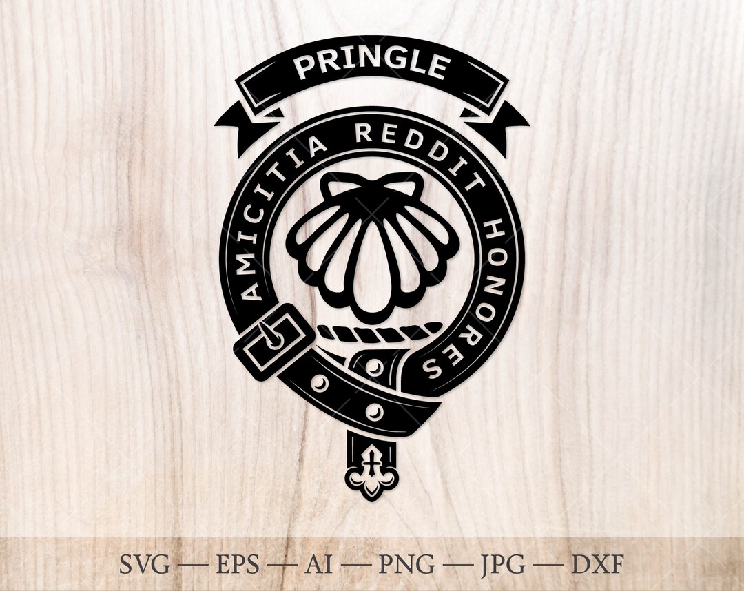 Pringle Crest Badge SVG With Clam Shell, Scottish Clan Svg, Family ...