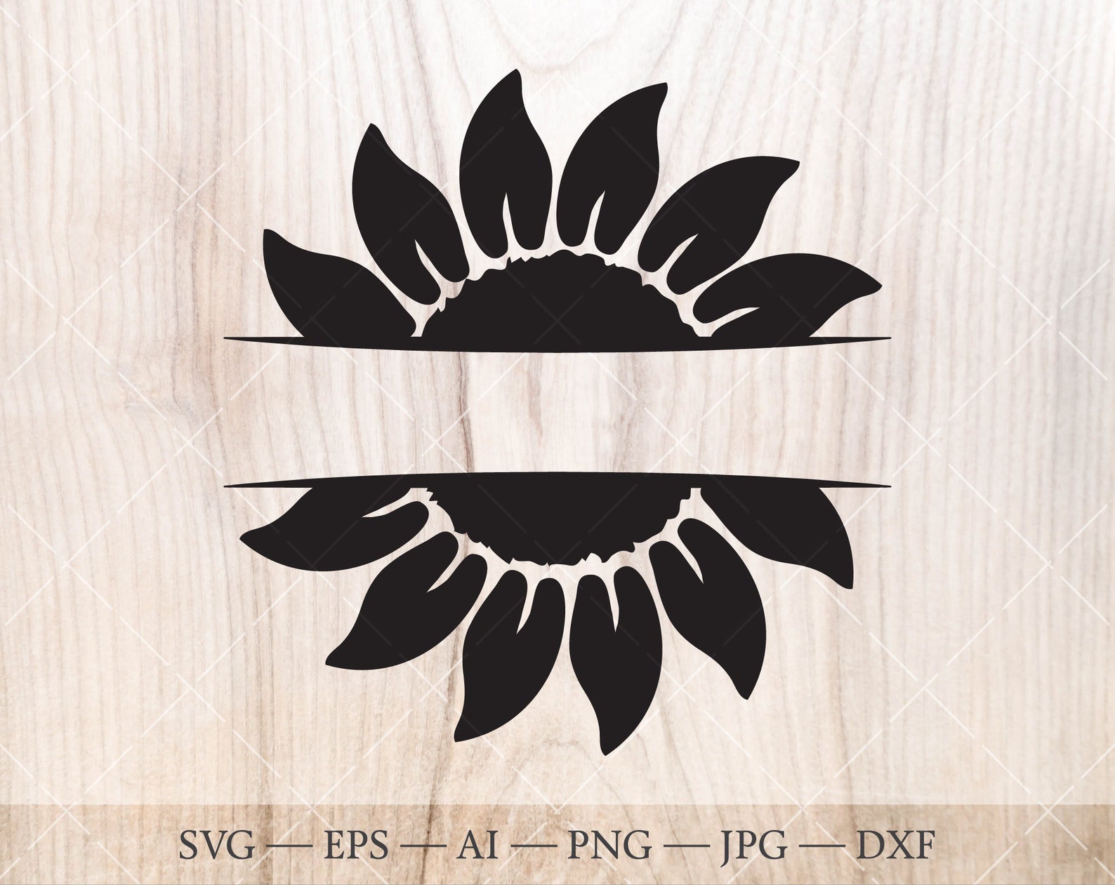 Sunflower SVG. Sunflower monogram frame. Black and shite | Etsy