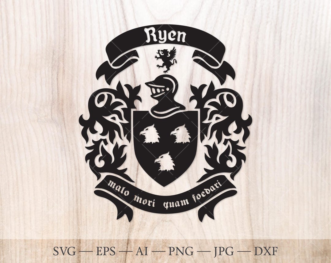 Ryen Family Crest SVG | Heraldic Gryphon Shield (digital Download) - Etsy
