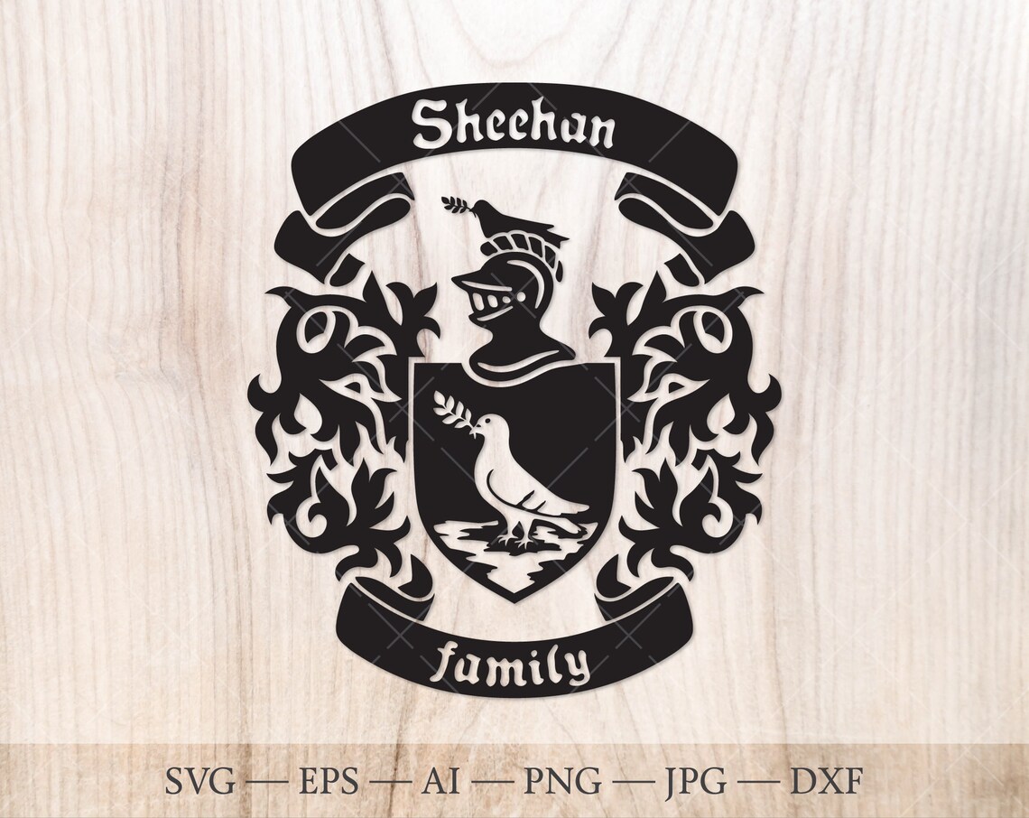 Sheehan Family Crest. Coat of Arms Svg. Heraldic Shield With | Etsy