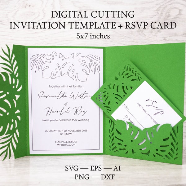 Acrylic Monstera Palm Leaf Invitation - Etsy