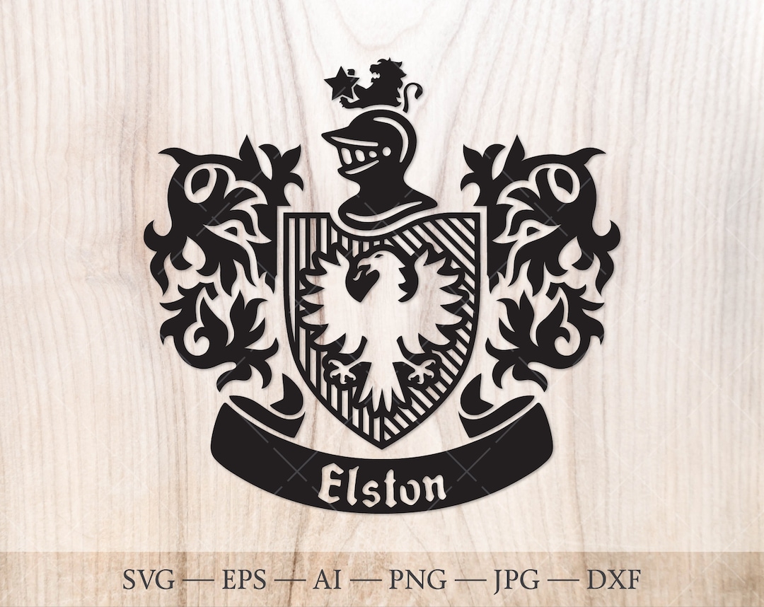 Elston Family Crest. Coat of Arms Svg. Heraldic Shield With Eagle, Lion ...