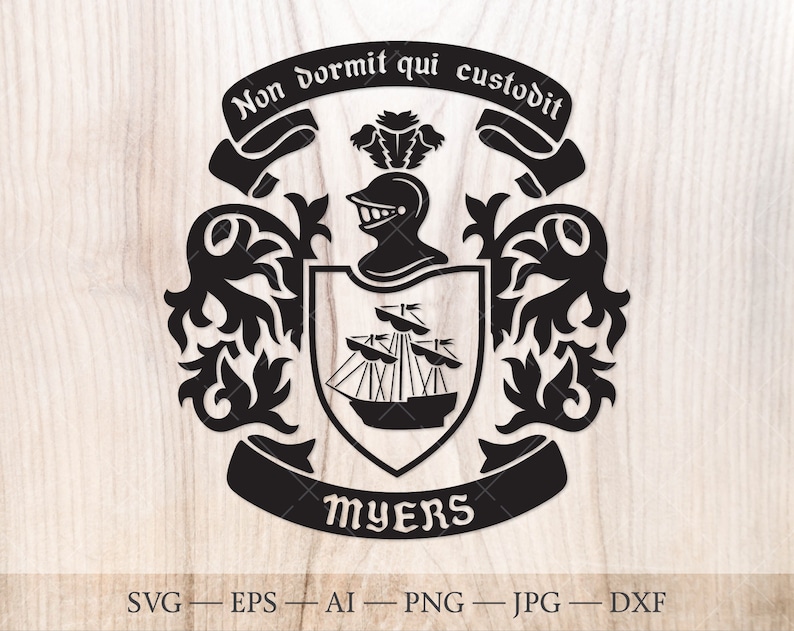 Myers Family Crest. Coat of Arms Svg. Heraldic Shield With - Etsy