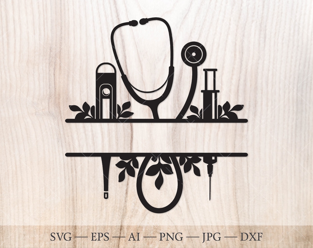 Split Nurse Floral Monogram Frame Svg, Nurse SVG, Doctor Monogram Frame ...