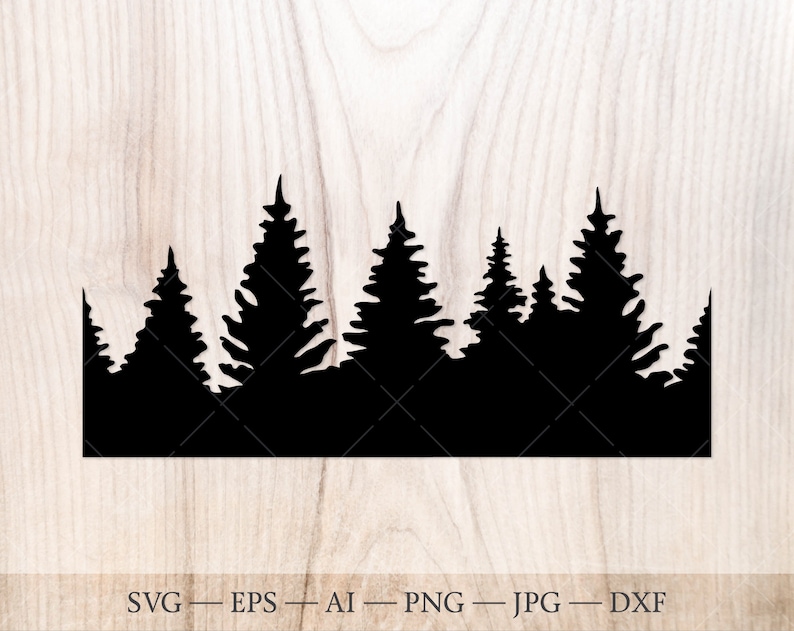 Forest SVG, Seamless Forest Line SVG Cut File. Pine Tree Svg, Woods Svg ...